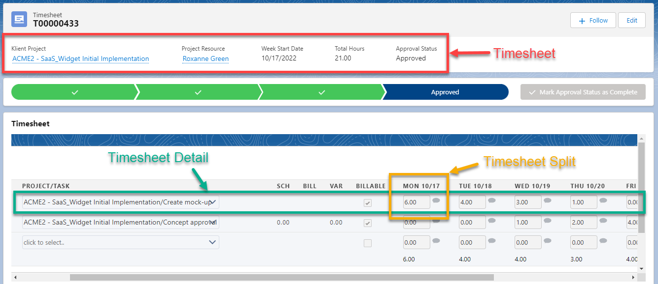 Timesheet Split - Object