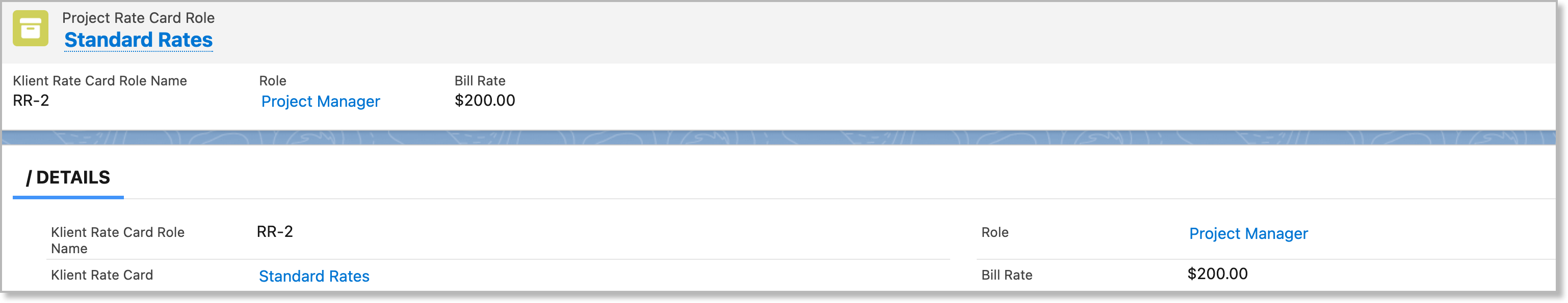 Project Rate Card Role - Object
