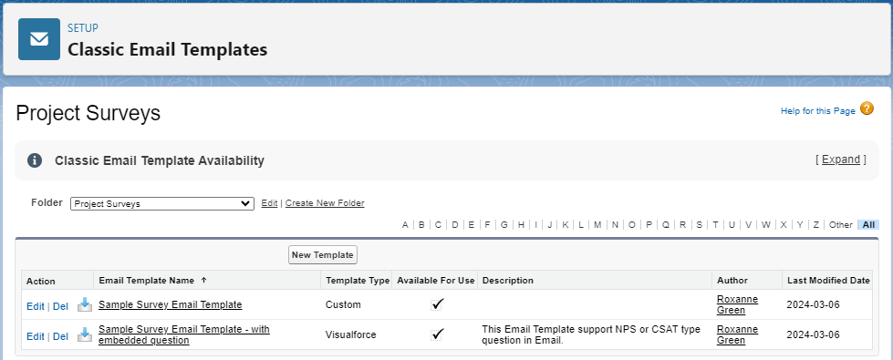 How do I create a Survey Email Template?